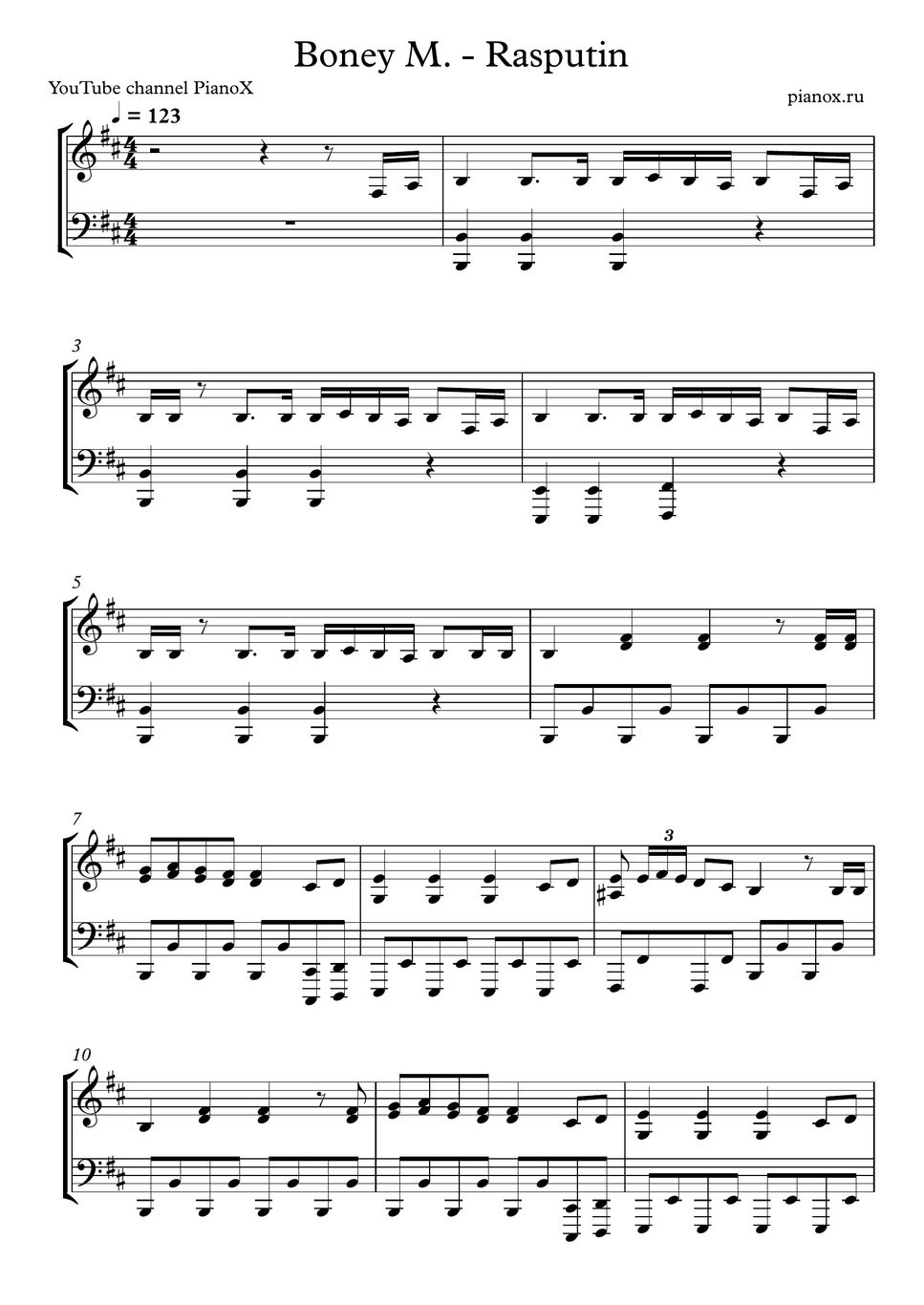 Boney M. - Rasputin Sheets by PianoX