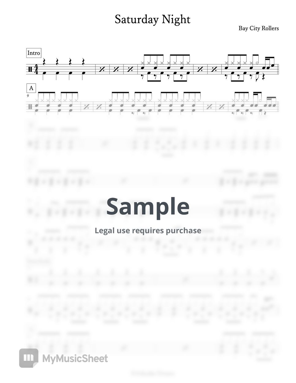 Bay City Rollers - Saturday Night Sheets by Arkadia Drums