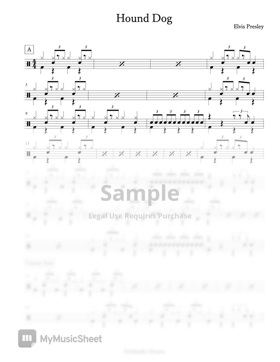 Elvis Presley - Hound Dog Sheets by Arkadia Drums