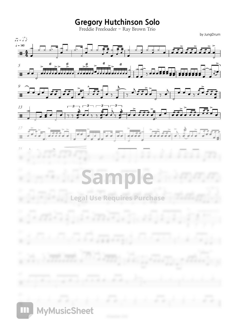 Gregory Hutchinson - Jazz Drum Solo (Ray Brown Trio) Sheet Music by ...