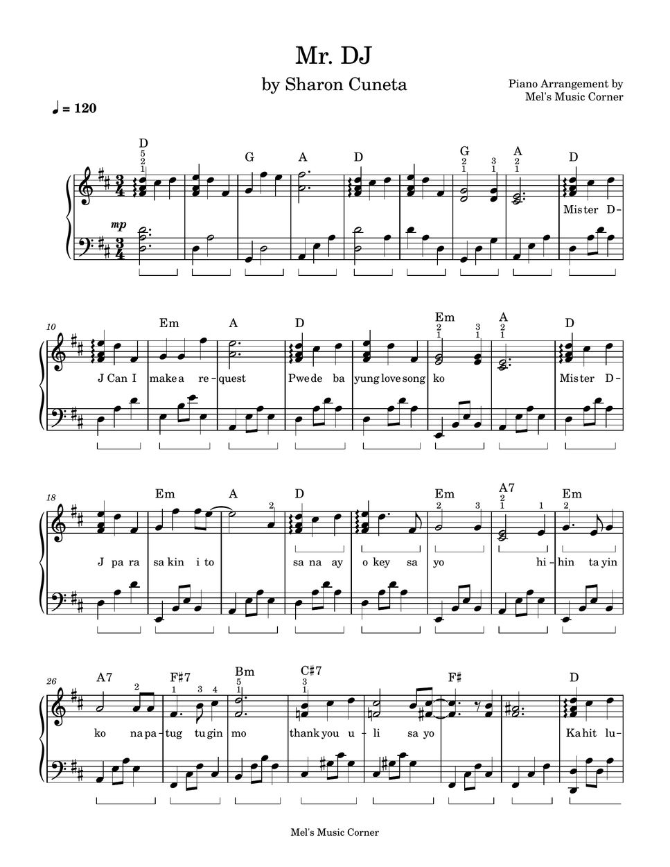 Sharon Cuneta Mr Dj Piano Sheet Music Sheets By Mels Music Corner