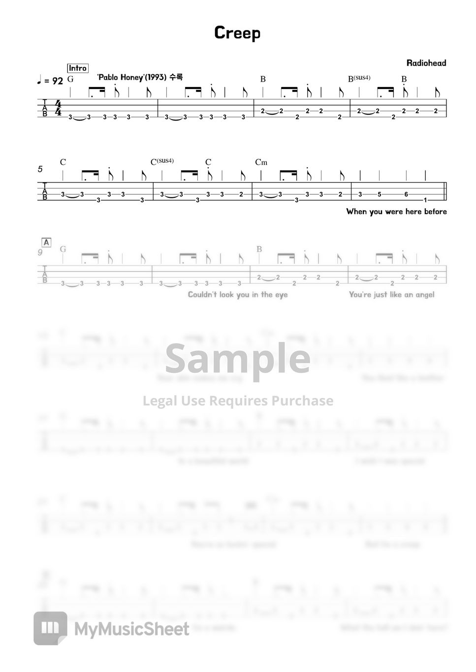 Radiohead - Creep Sheets by 김미(Kimme)