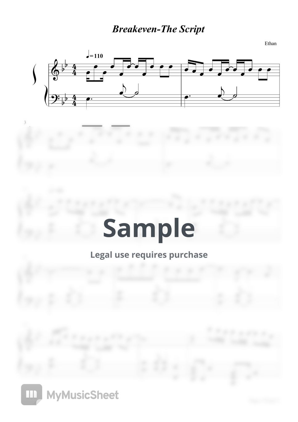 The Script - Breakeven (The Script) 악보 by Yilun