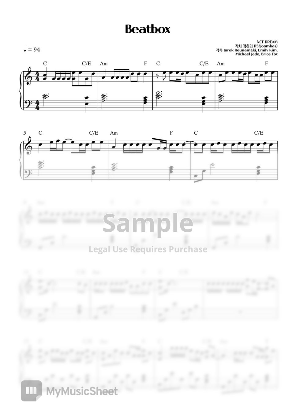 NCT DREAM - Beatbox Sheets by SweeetPiano