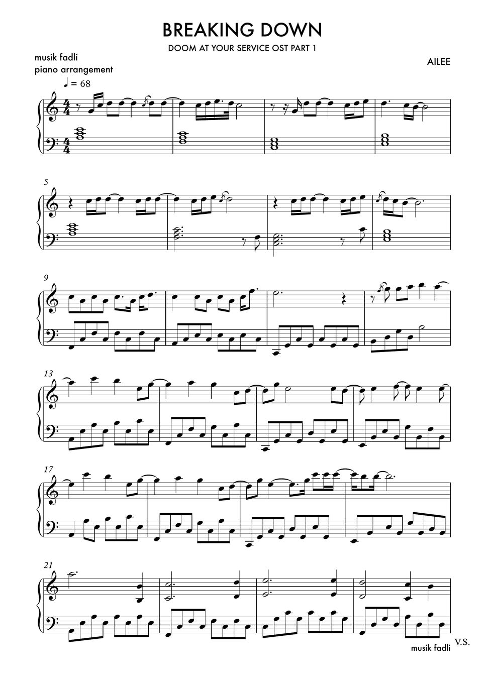 Ailee - Breaking Down 曲谱 by musik fadli