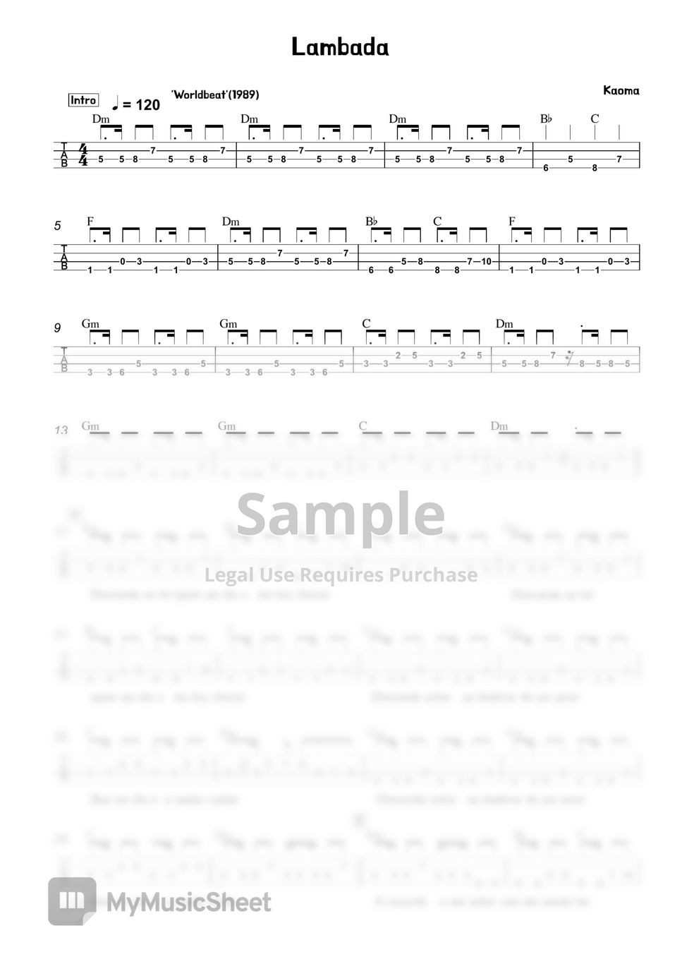Kaoma - Lambada 楽譜 by 김미(Kimme)