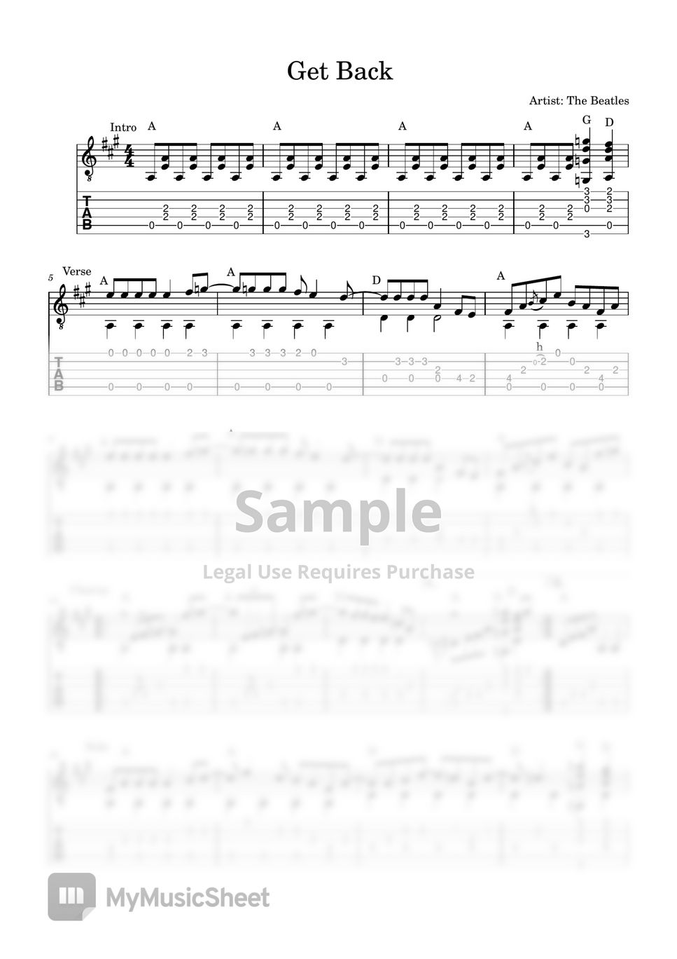 The Beatles - Get Back Sheets