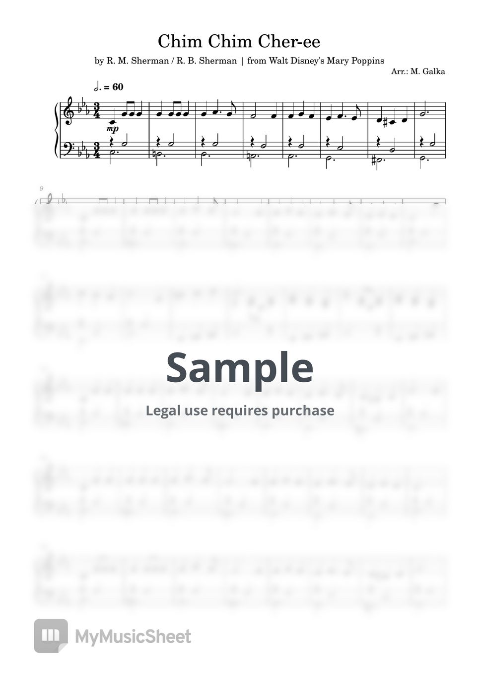 Richard Sherman, Robert Sherman - Chim-Chim Cher-ee Sheets by M. Galka