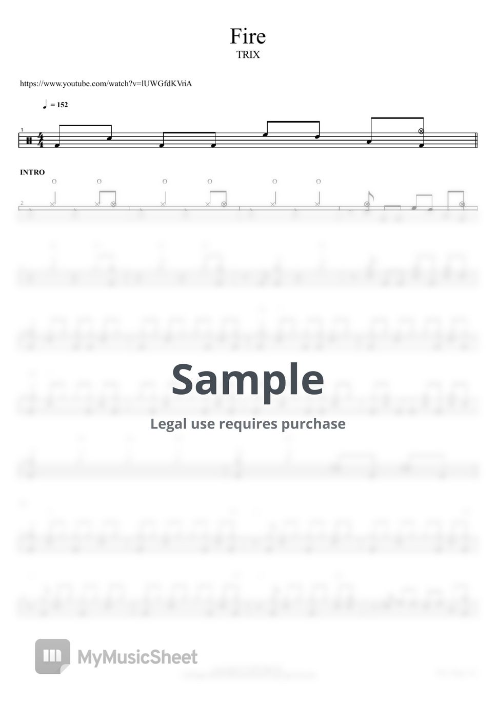 TRIX - Fire Sheet Music by copydrum