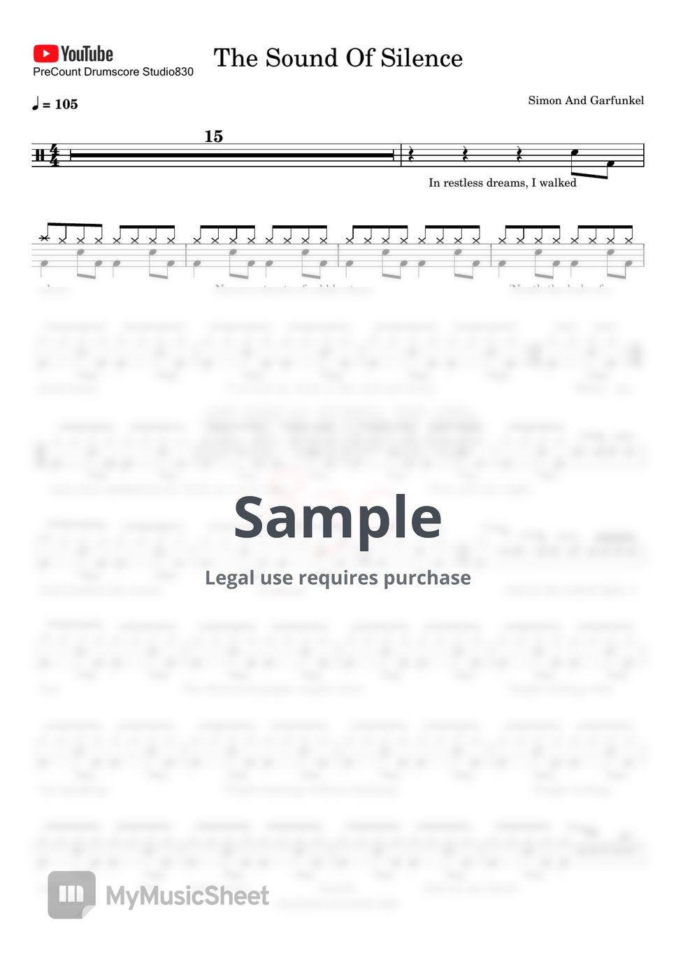 Simon And Garfunkel - The Sound Of Silence Sheet Music by Studio830