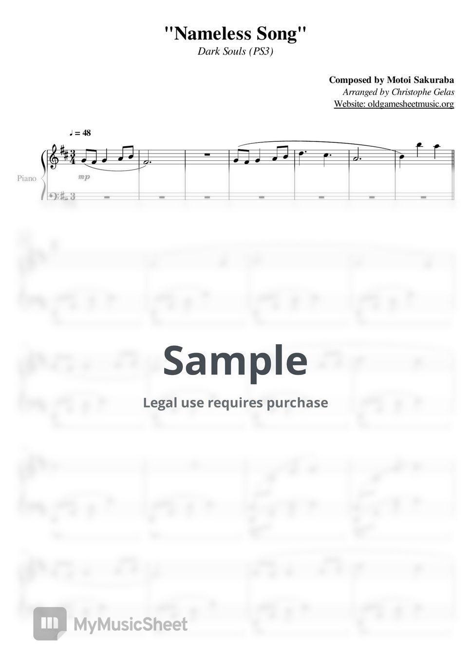 Dark Souls (PS3) - Nameless Song 악보 by Christophe Gelas