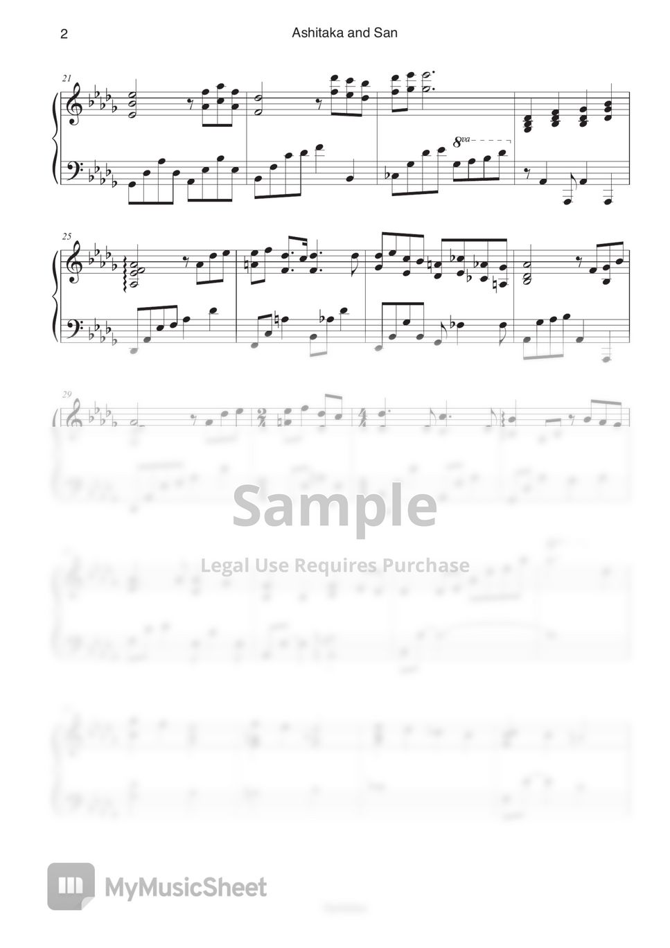 Princess Mononoke OST - Ashitaka and San Sheet by Pidalso