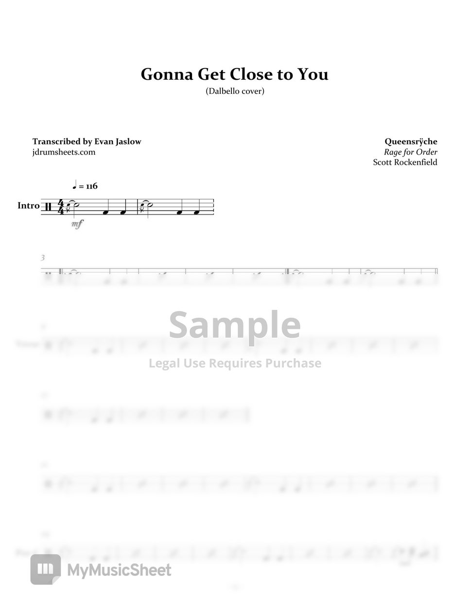 Queensrÿche - Gonna Get Close to You (Dalbello cover) Partitura by Evan ...