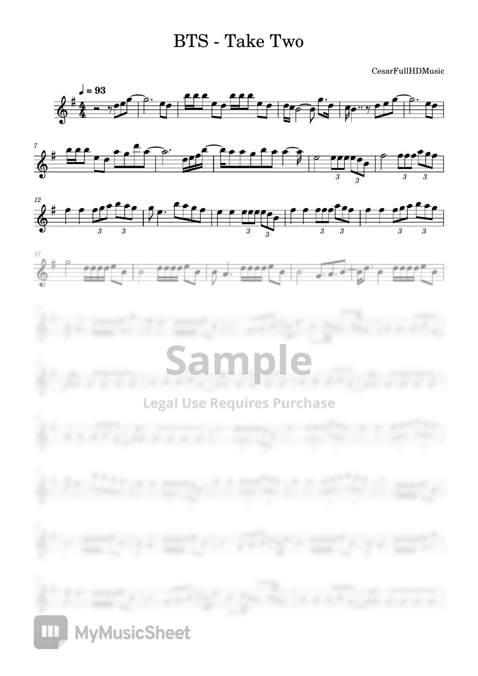 BTS - Take Two 악보