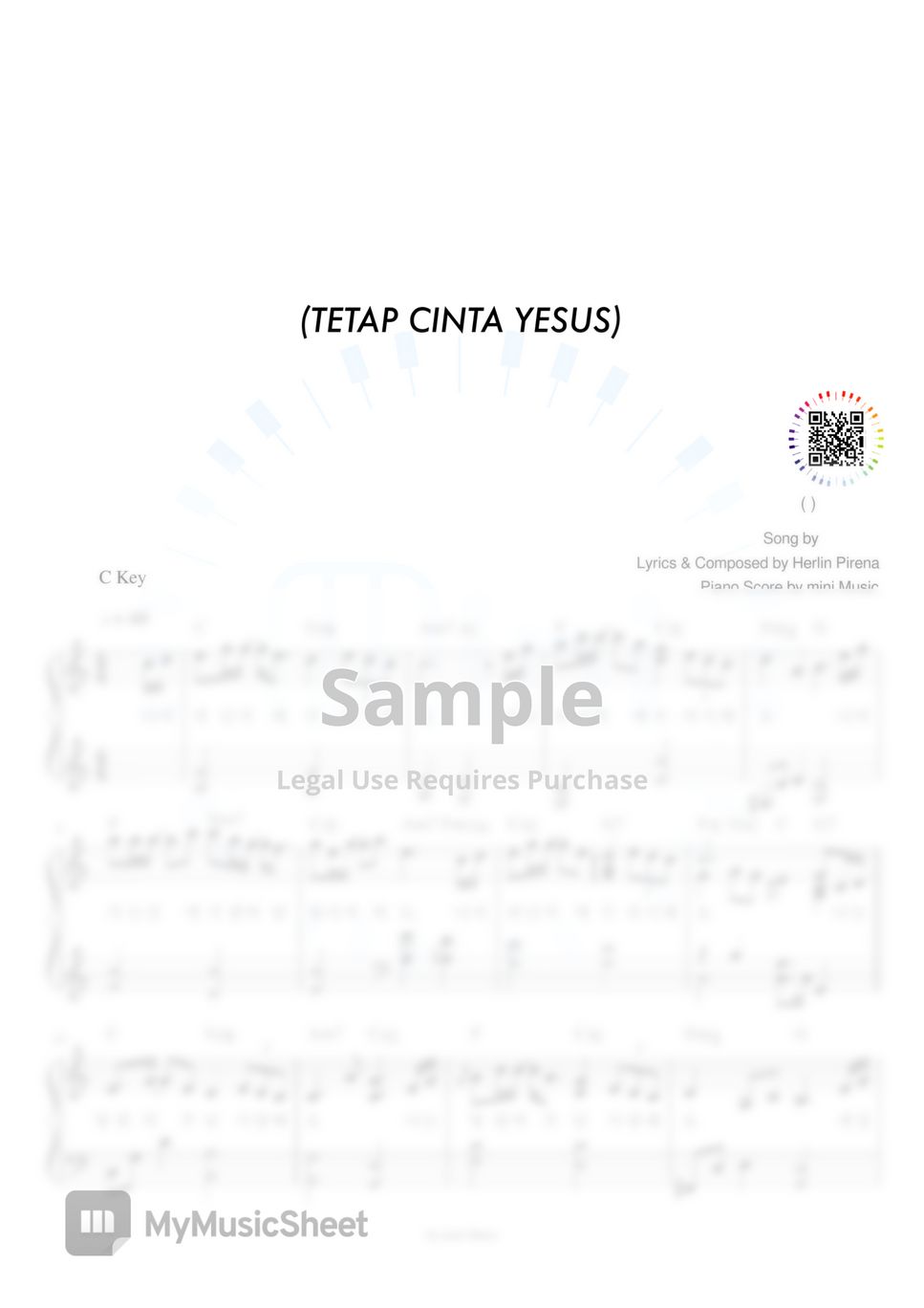Herlin Pirena - TETAP CINTA YESUS (나의 피난처 예수) (CCM Piano) 악보 by mini Music