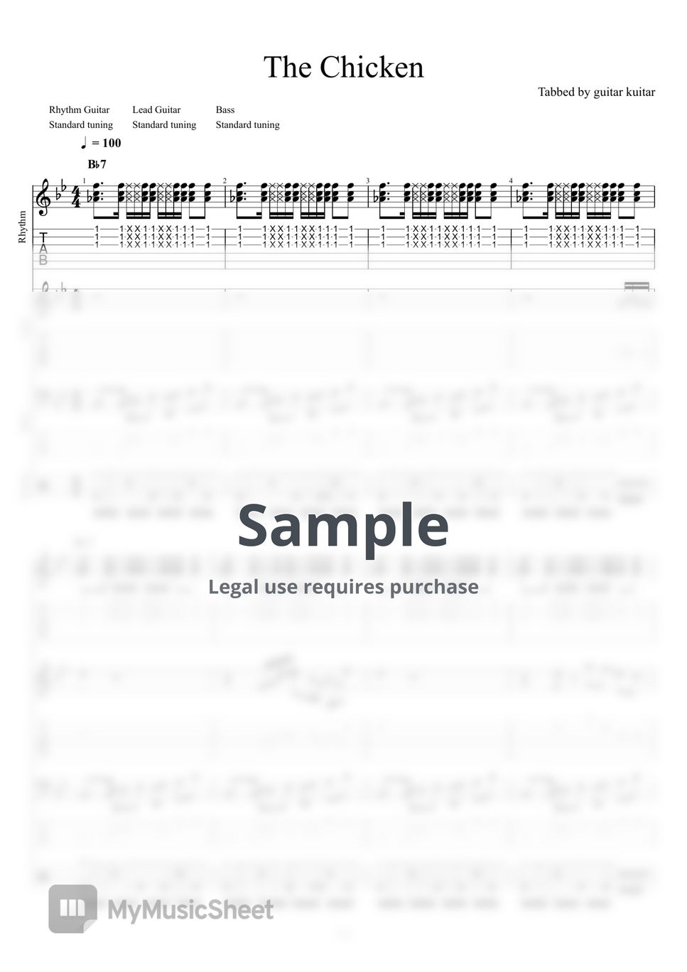 Jaco Pastorius - The Chicken (Easy TAB Sheet Music) Sheets by guitar kuitar