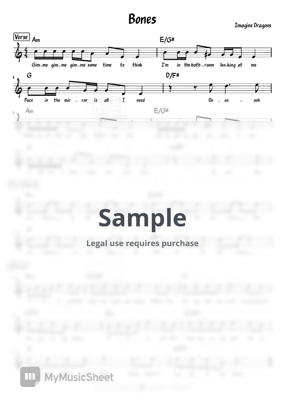 Imagine Dragons - Bones 악보 by Jazz Classical Music Studio