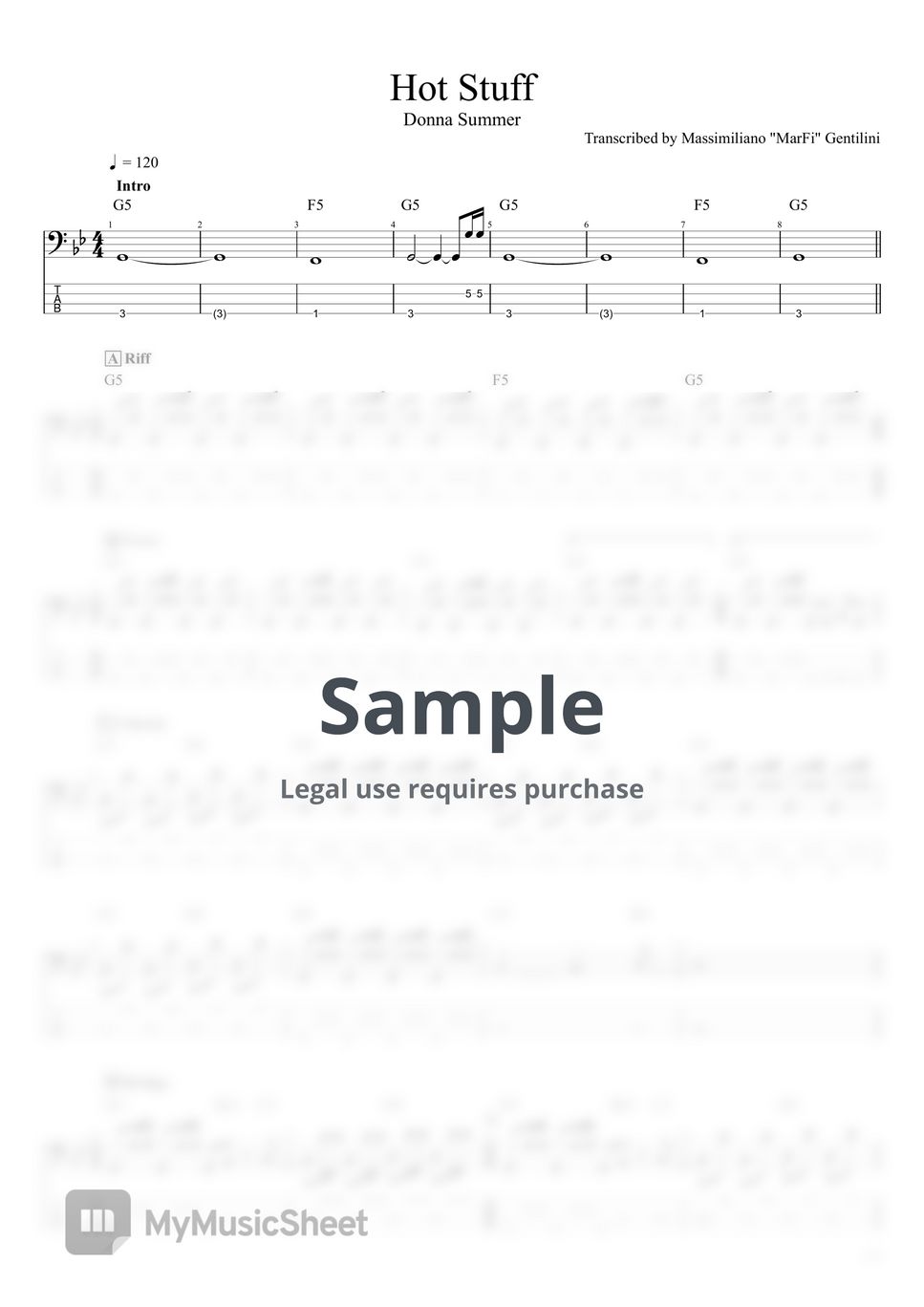 Donna Summer - Hot stuff 악보 by Massimiliano Gentilini