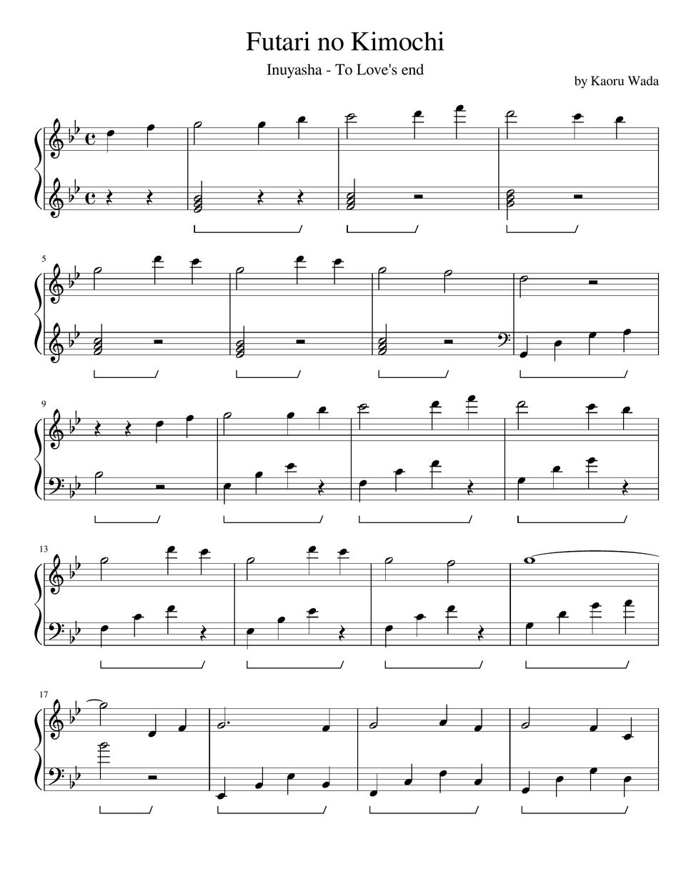 Kaoru Wada - Futari no Kimochi ((To Love's end - Inuyasha) - For Easy ...