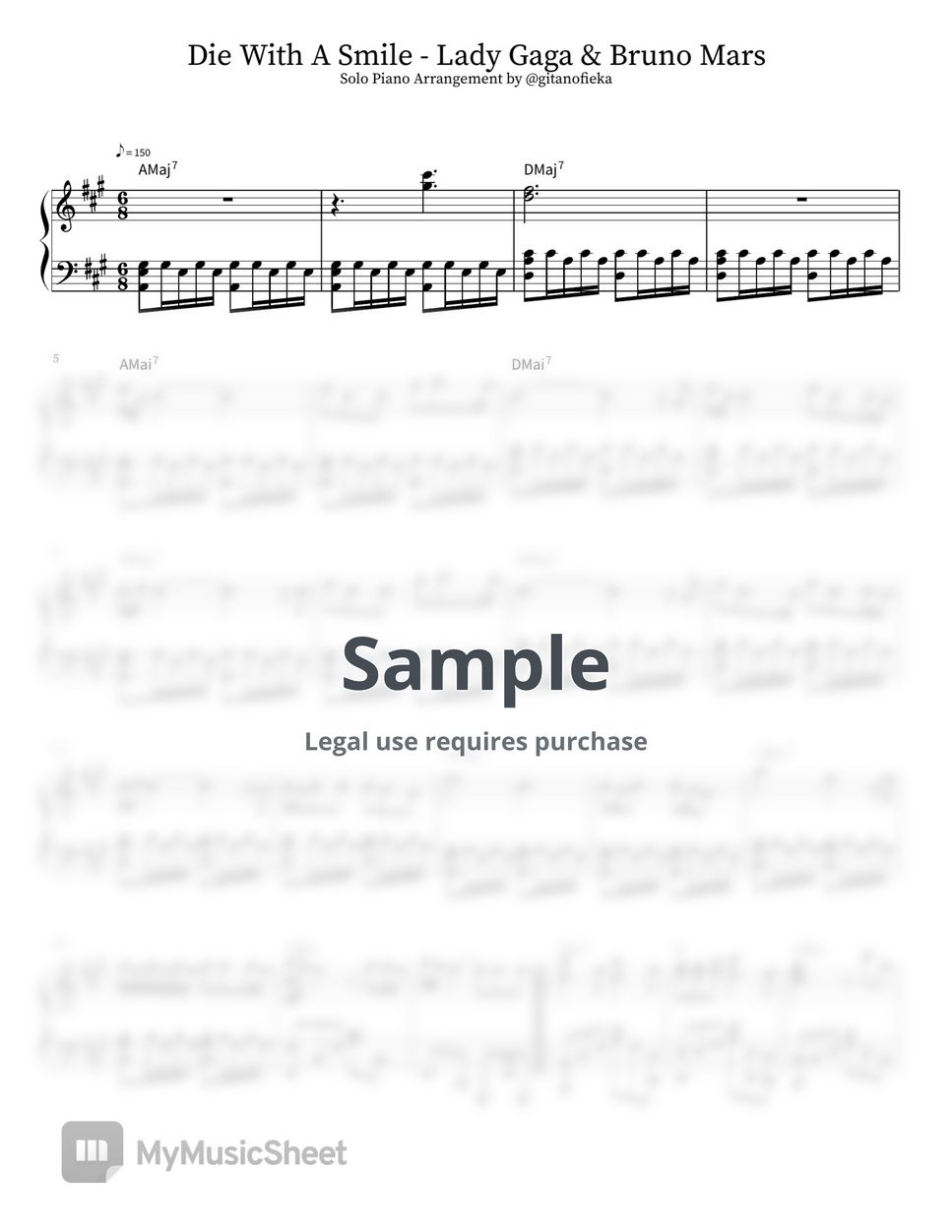 Lady Gaga & Bruno Mars - Die With A Smile Sheets by Gita Nofieka