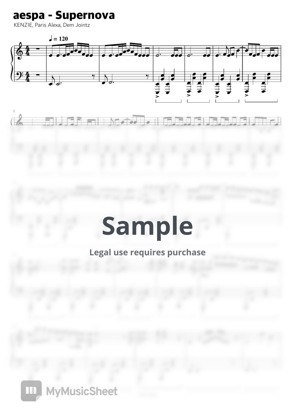 aespa (에스파) - Supernova Sheet Music by bvibvi piano