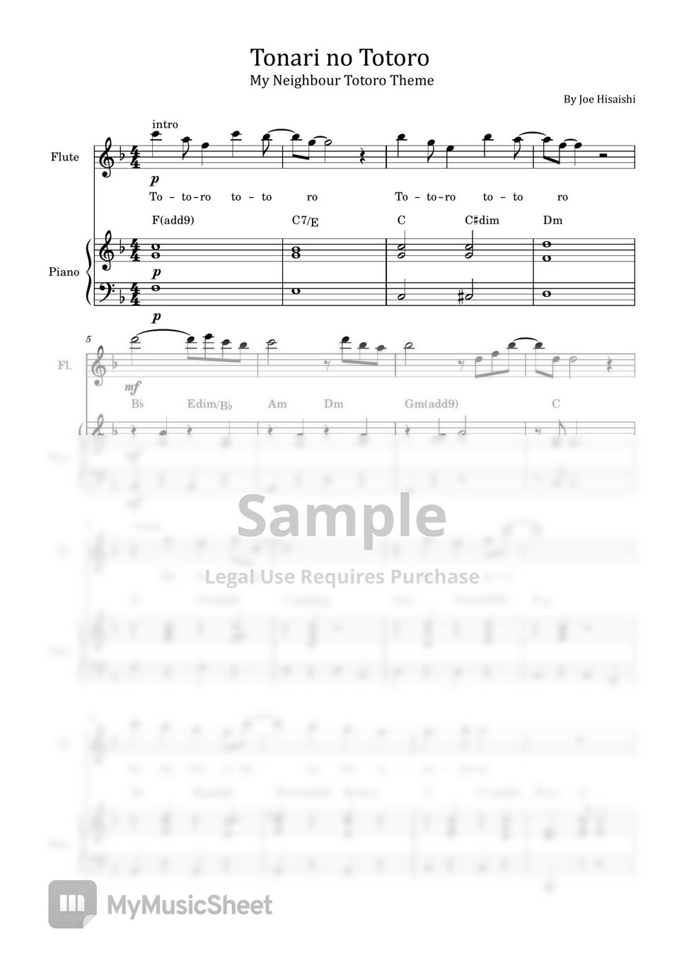 Joe Hisaishi - Tonari no Totoro (My Neighbour Totoro Theme - For Piano ...