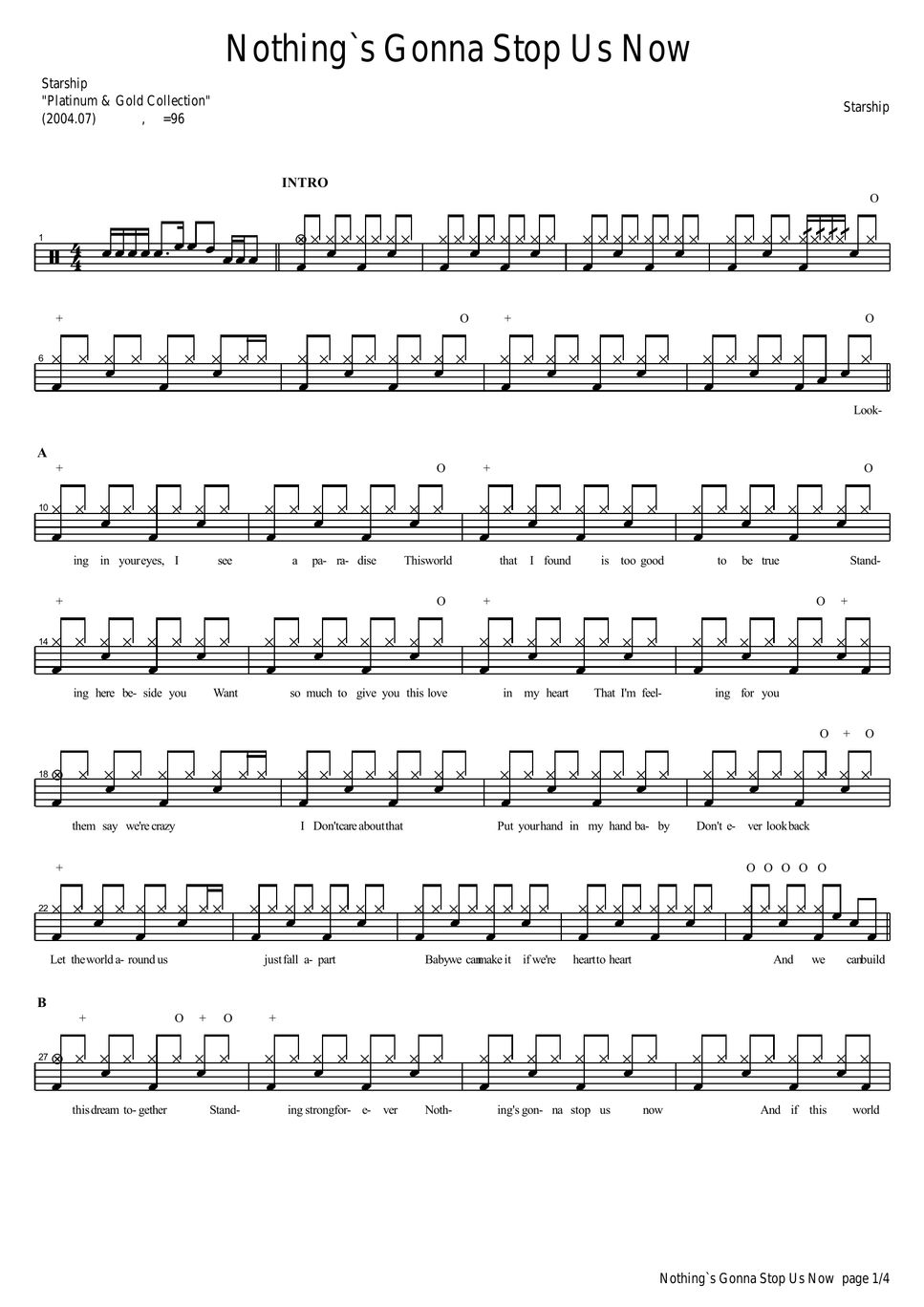 Starship - Nothings Gonna Stop Us Now แผ่น by COPYDRUM