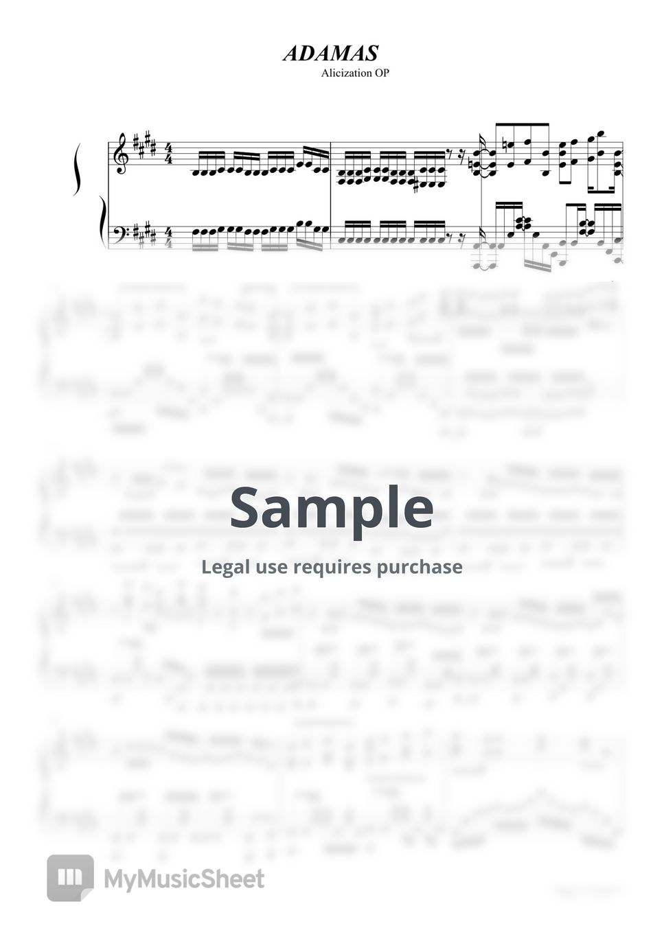 LiSA - ADAMAS (Sword Art Online Alicization OP) Sheets by dogemusic