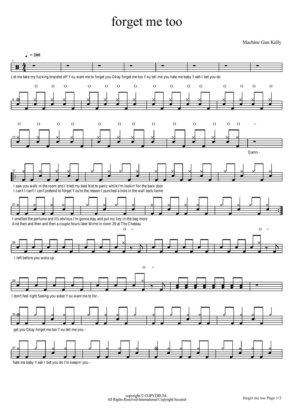 Machine Gun Kelly - forget me too Sheet by COPYDRUM
