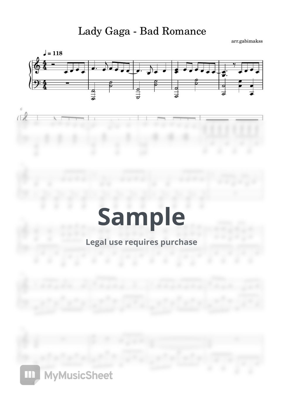 Lady Gaga - Bad Romance Sheets by gabimakss