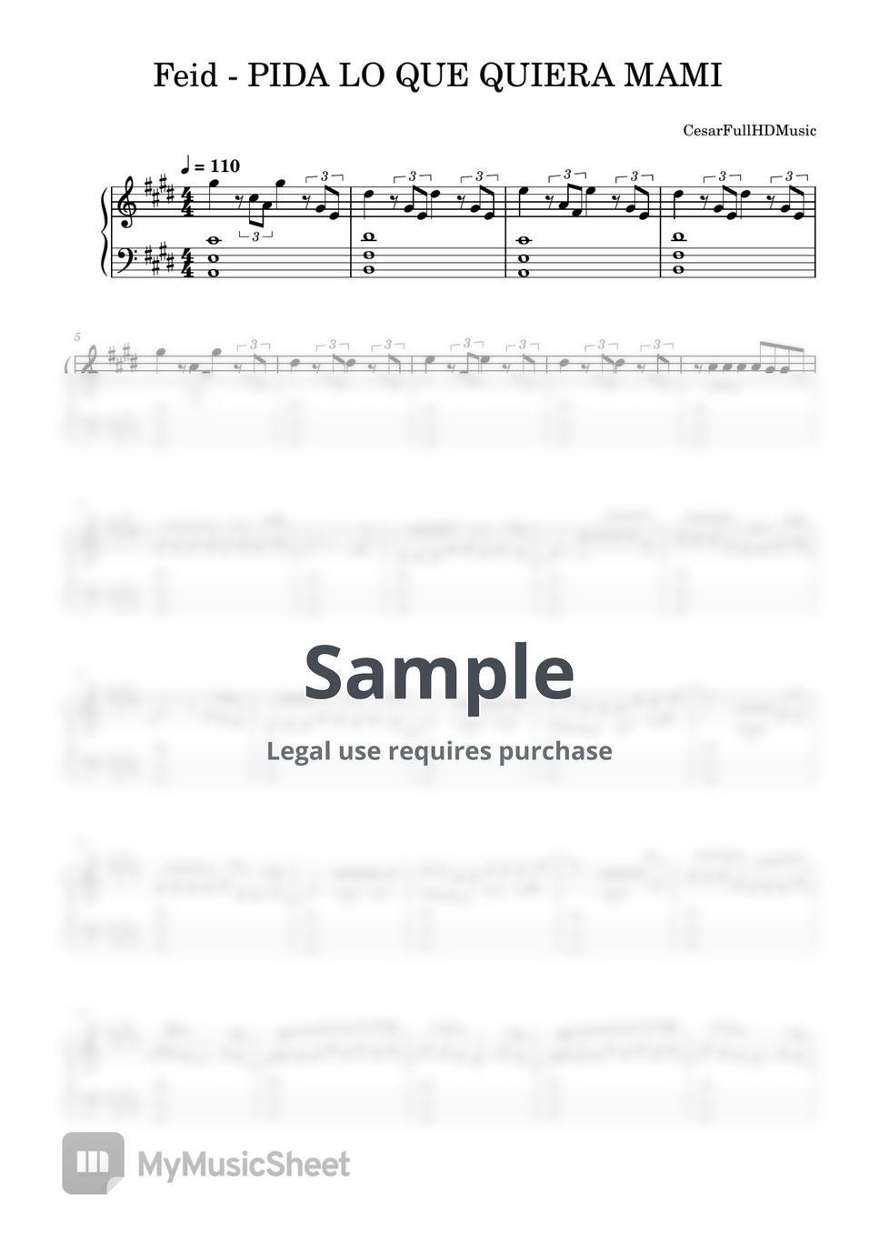 Feid - PIDA LO QUE QUIERA MAMI Sheets