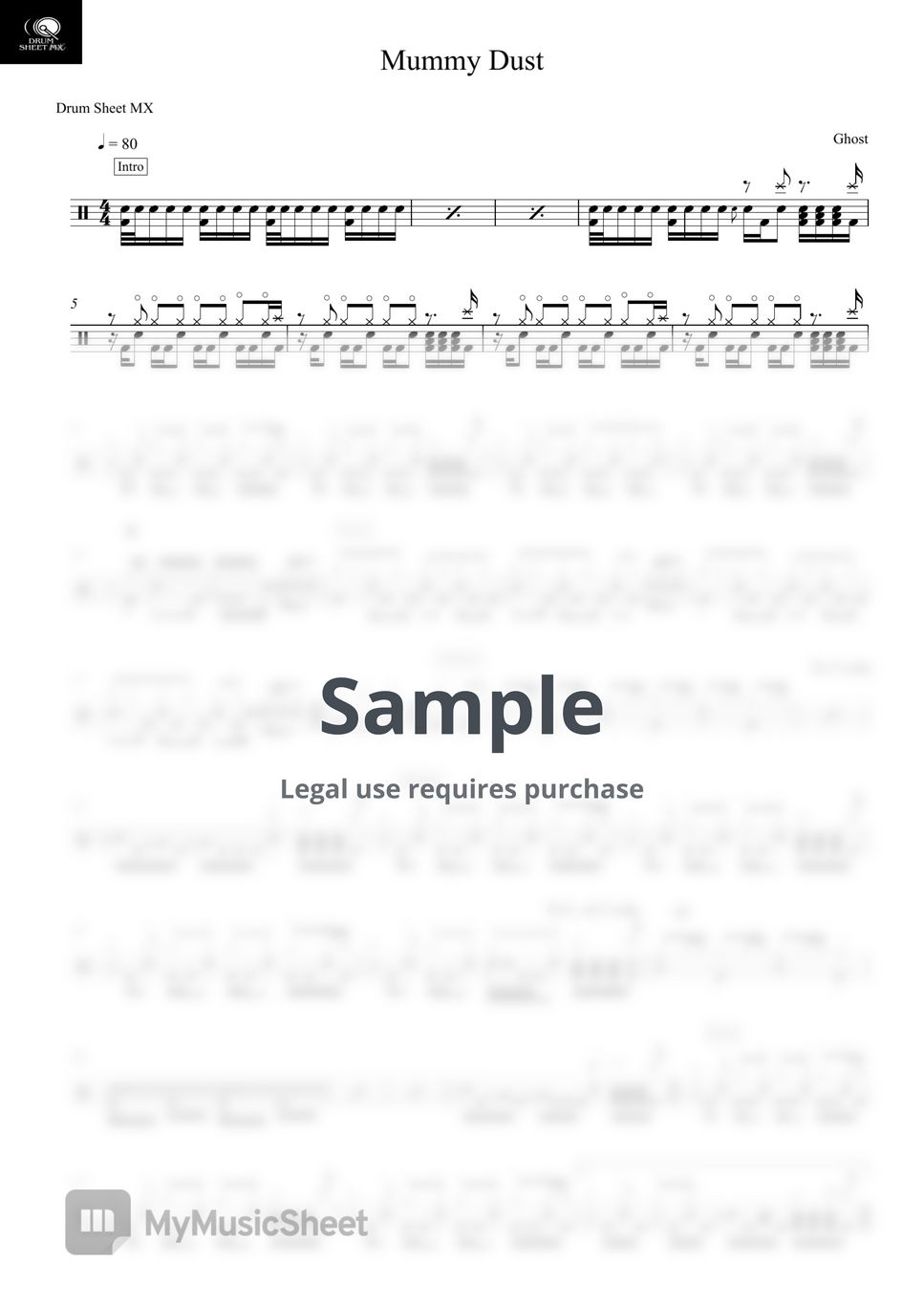 Ghost - Mummy Dust Sheets by Drum Sheet MX