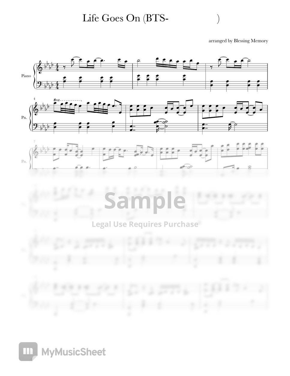 BTS - Life Goes On Sheets by Blessing Memory