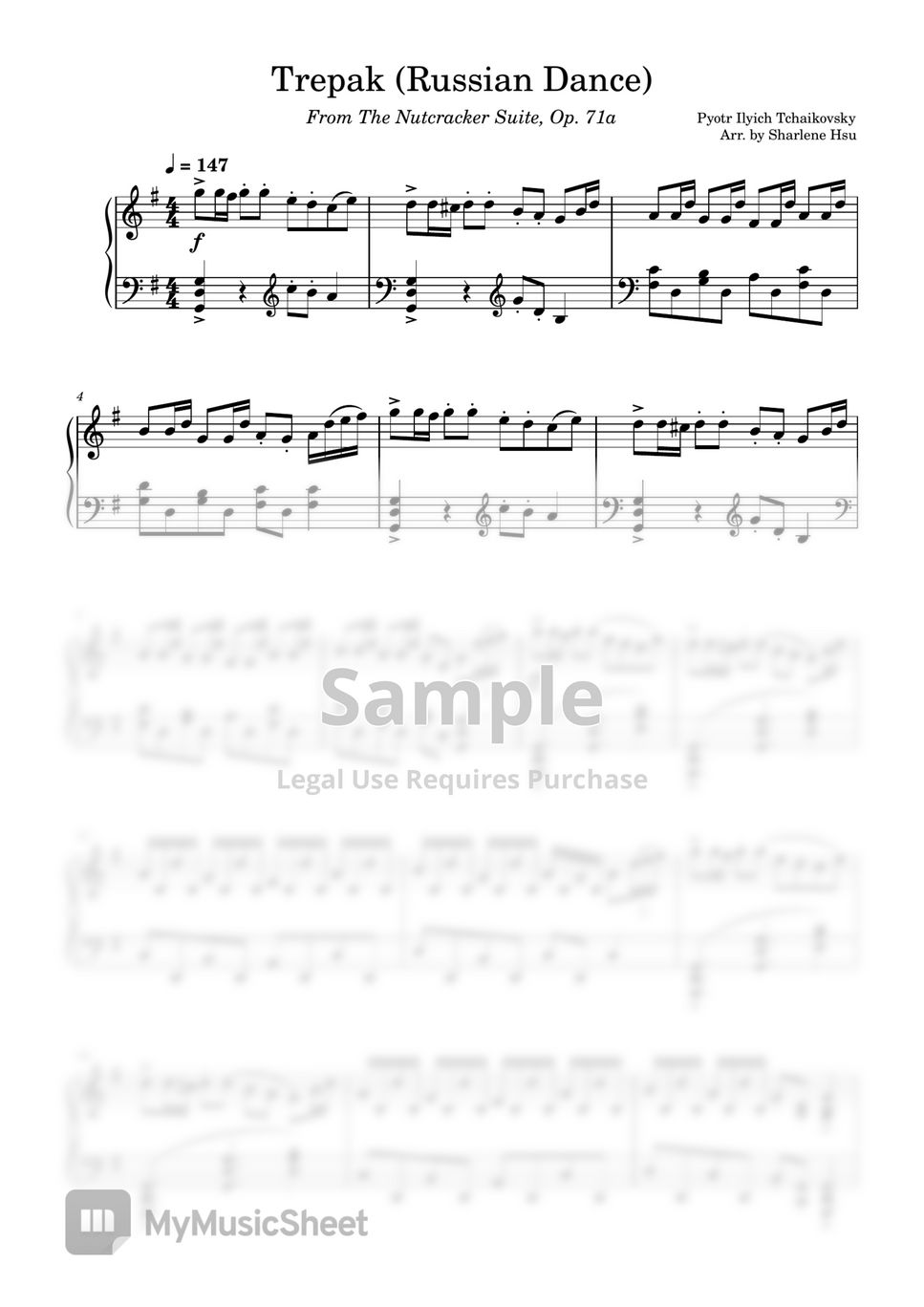 Pyotr Ilyich Tchaikovsky - Trepak (Russian Dance) Sheets by Sharlene Hsu
