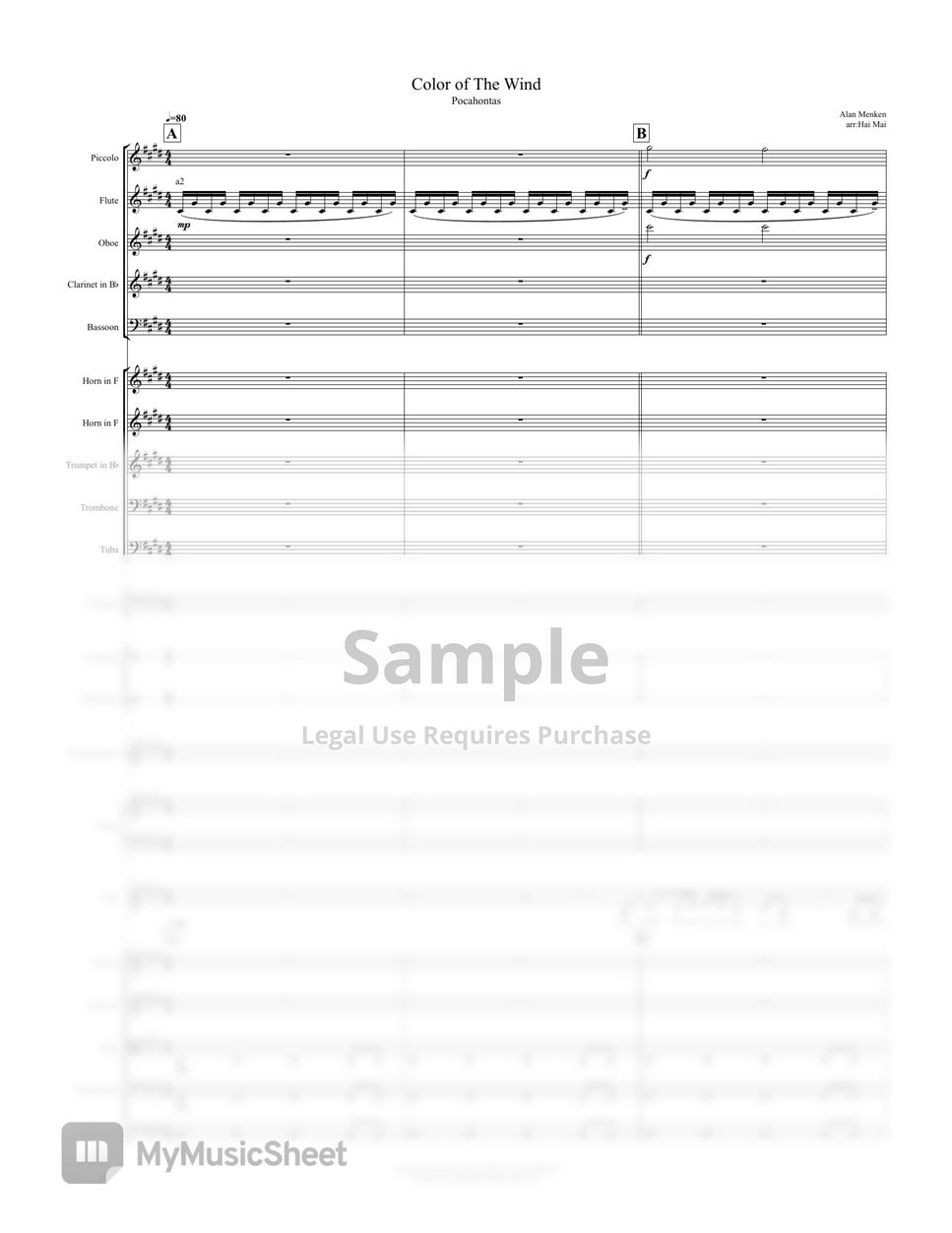 Alan Menken - Color of The Wind(Pocahontas) for Orchestra and Singer ...