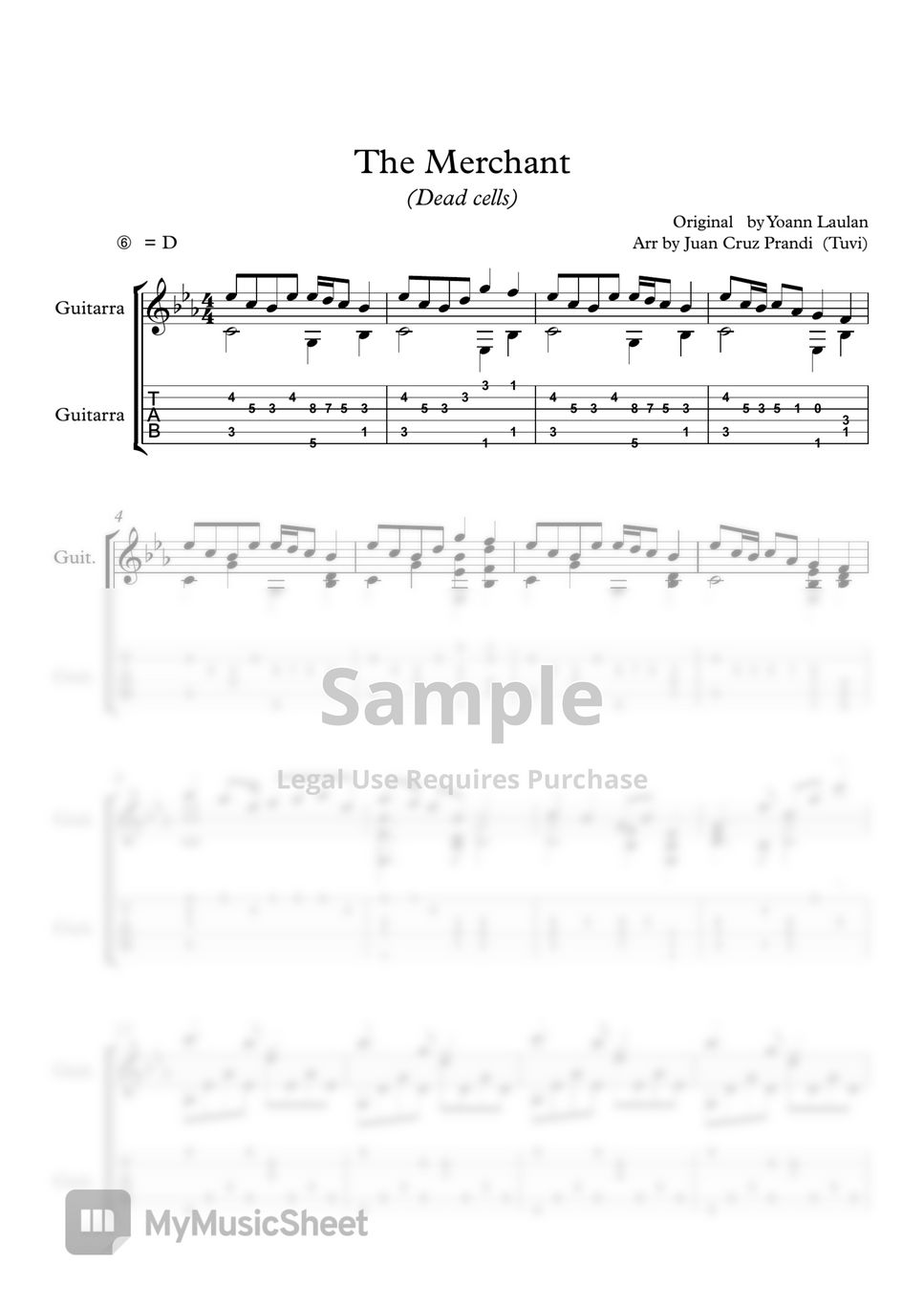 Yoann Laulan - The merchant (Classical guitar/Guitar cover) Tab + 단선 악보 ...