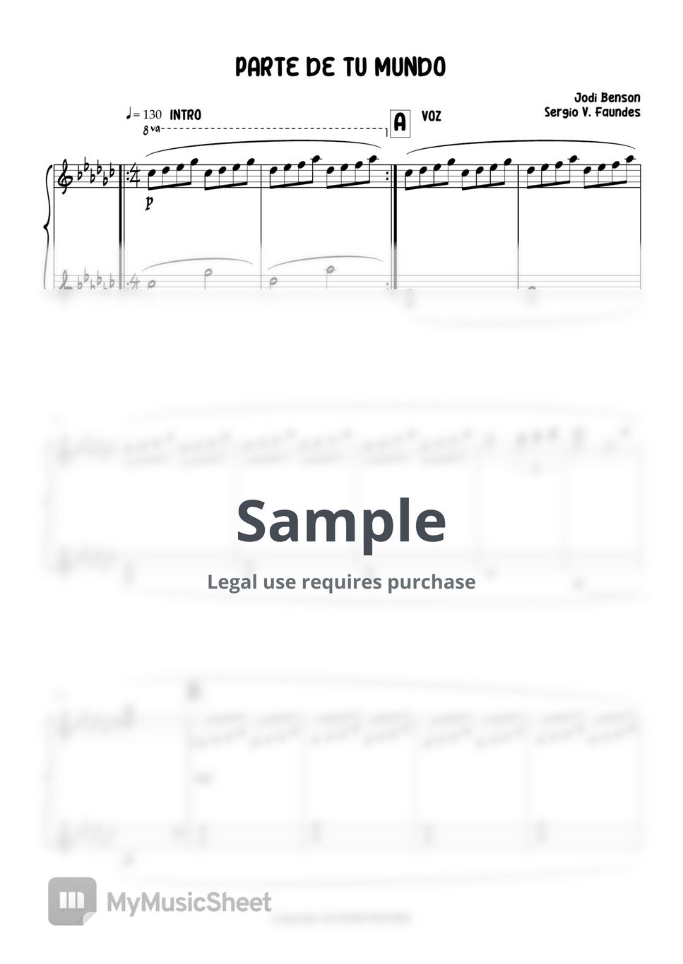 Parte de tu Mundo (Piano Acompañamiento) 악보 by Sergio V. Faúndes