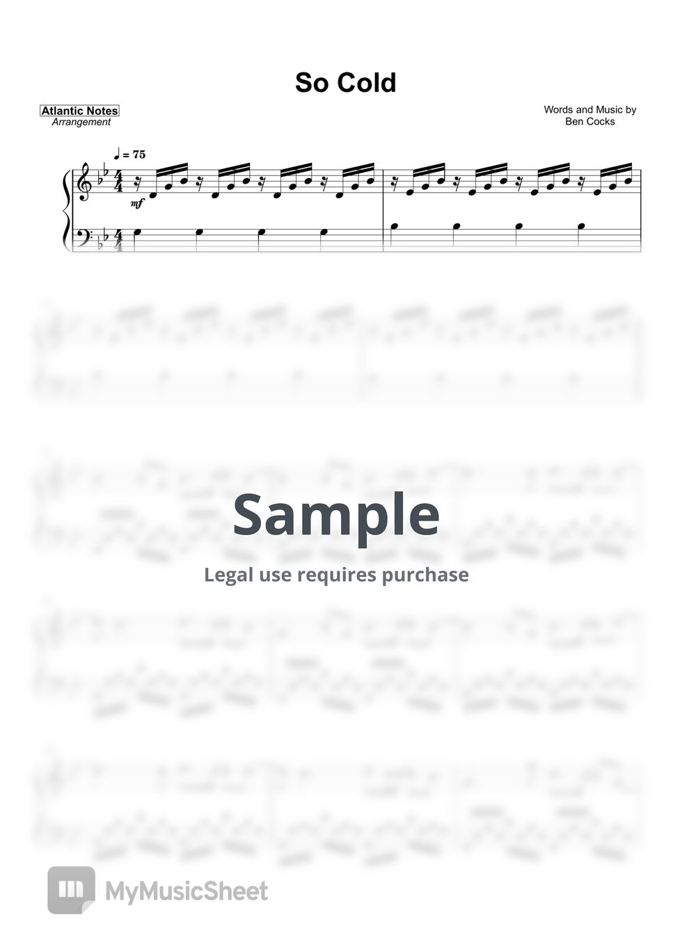 Ben Cocks - So Cold 악보 by Atlantic Lights