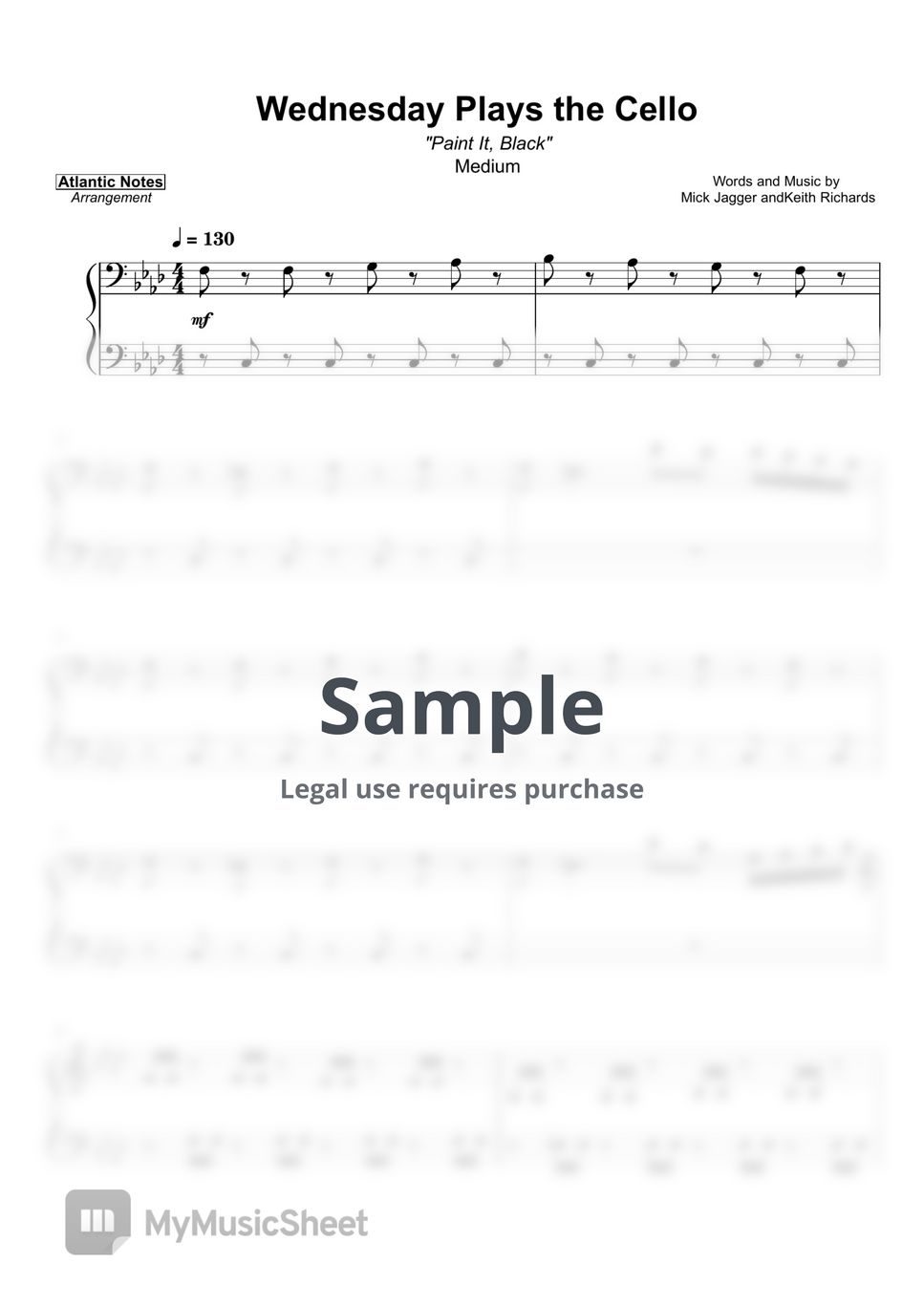 Main Theme - Wednesday Plays the Cello Sheet Music by Atlantic Notes