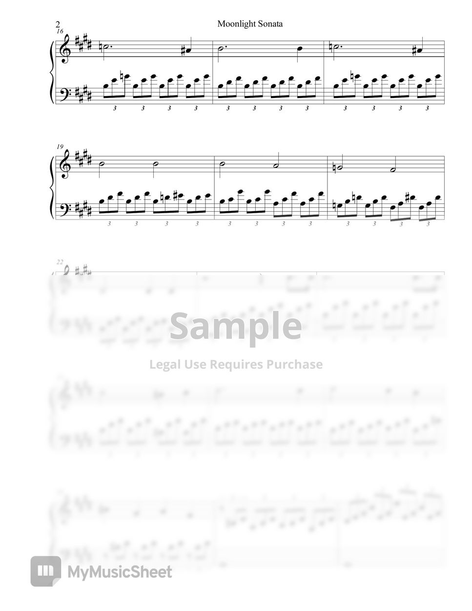 Ludwig Van Beethoven - Moonlight Sonata (Easy Piano) Sheets by Betacustic