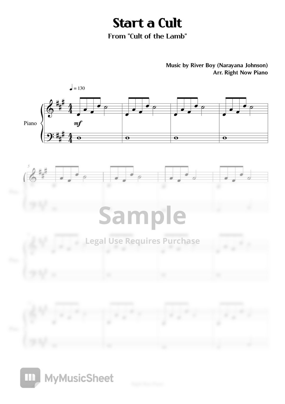 Cult of the Lamb - Start a Cult โน้ตเพลง by Right Now Piano