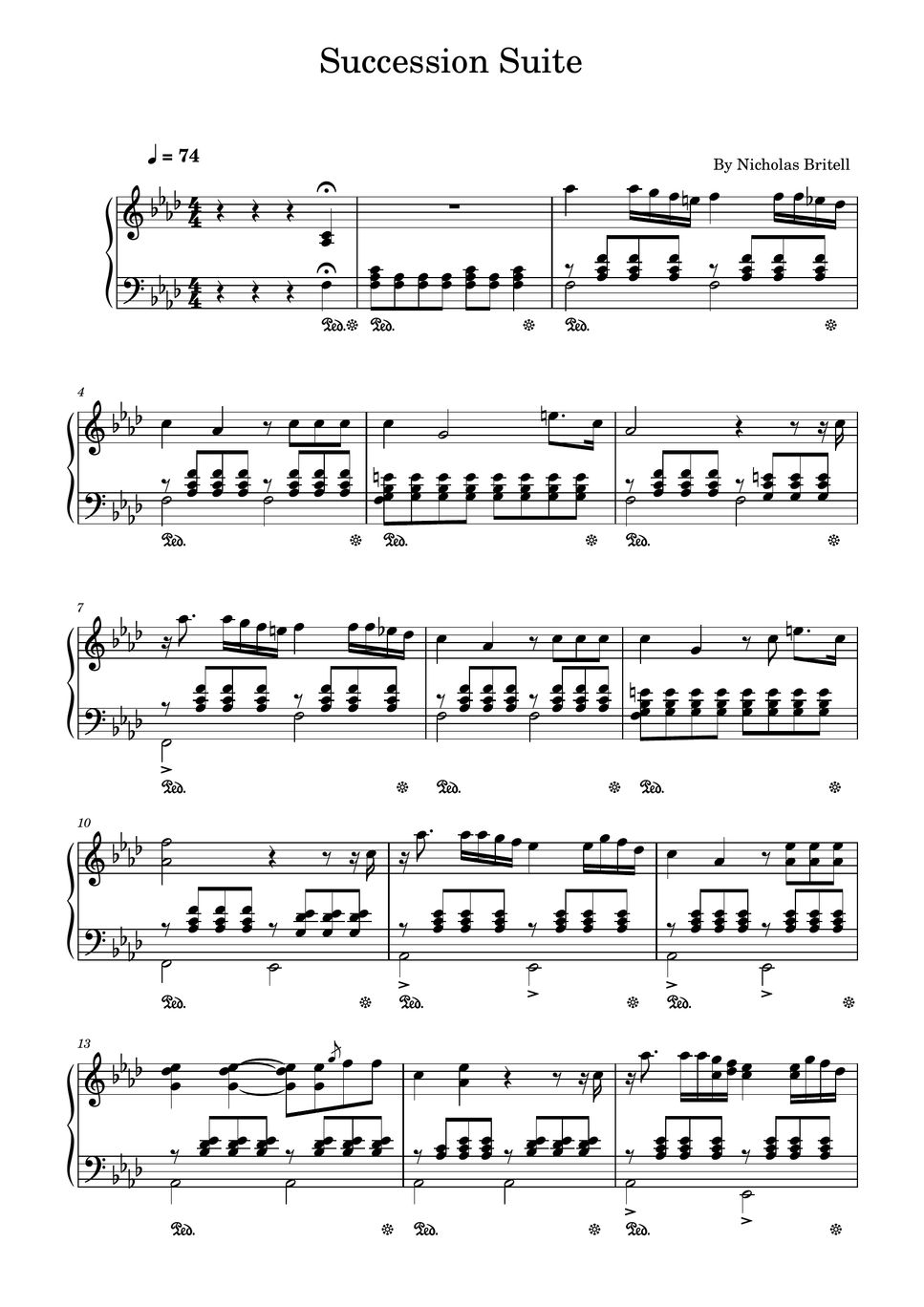 Nicholas Britell - Succession Suite (《继承之战》背景音乐组曲，原调独奏版，Piano Solo ...