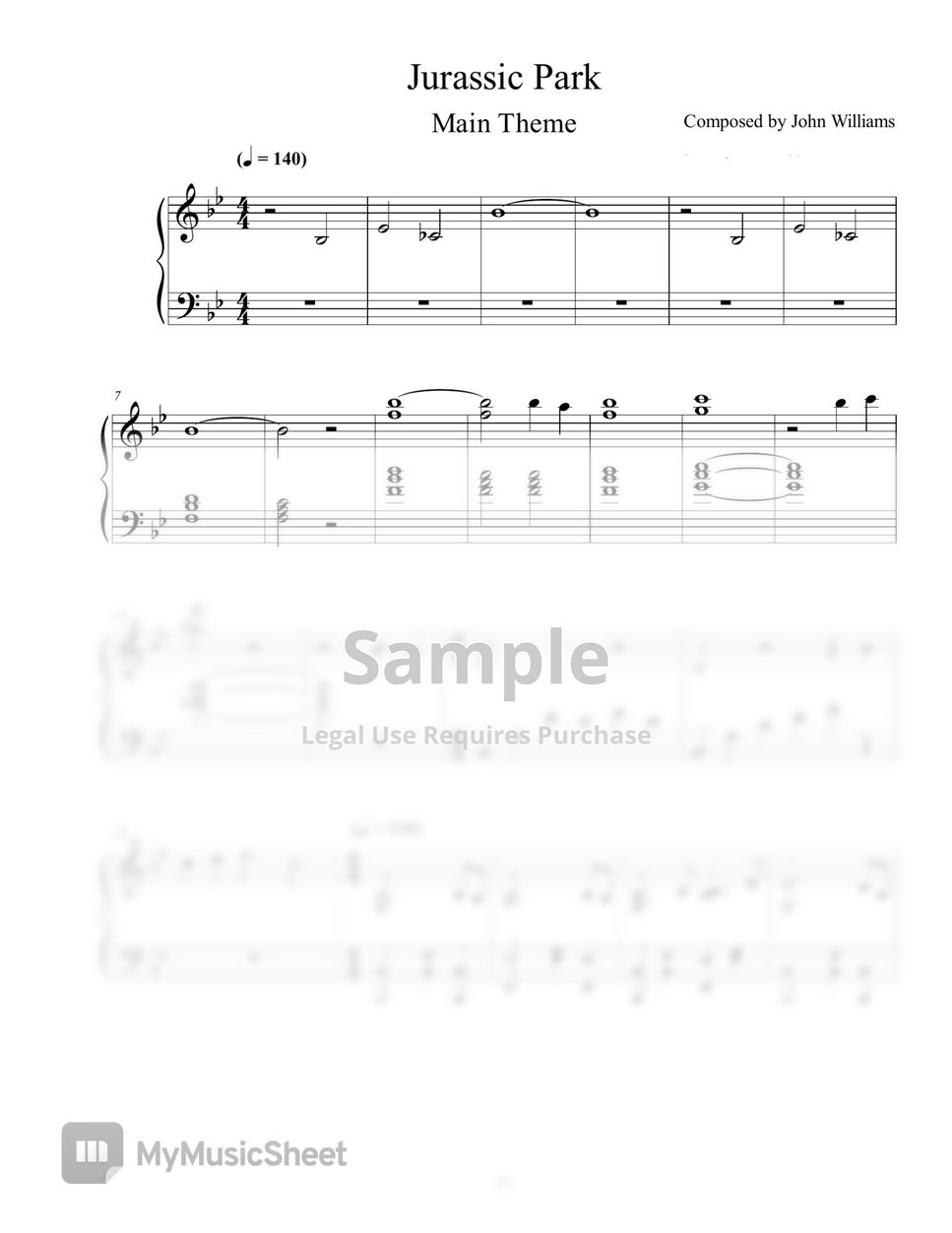 Jurassic Park Main Theme - Jurassic Park - Main Theme Partition by Potter Jayan Piano