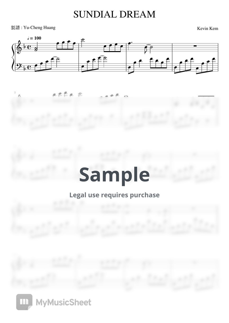 Kevin Kern - Sundial Dream 日晷之夢 Sheet Music by Yu-Cheng Huang