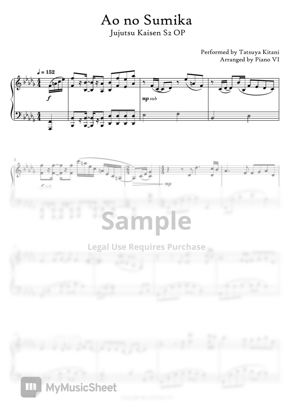 Tatsuya Kitani - Ao no Sumika Hoja by Piano VI