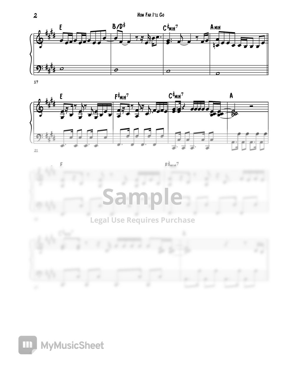 How Far I'll Go (from Disney's "Moana") Sheets