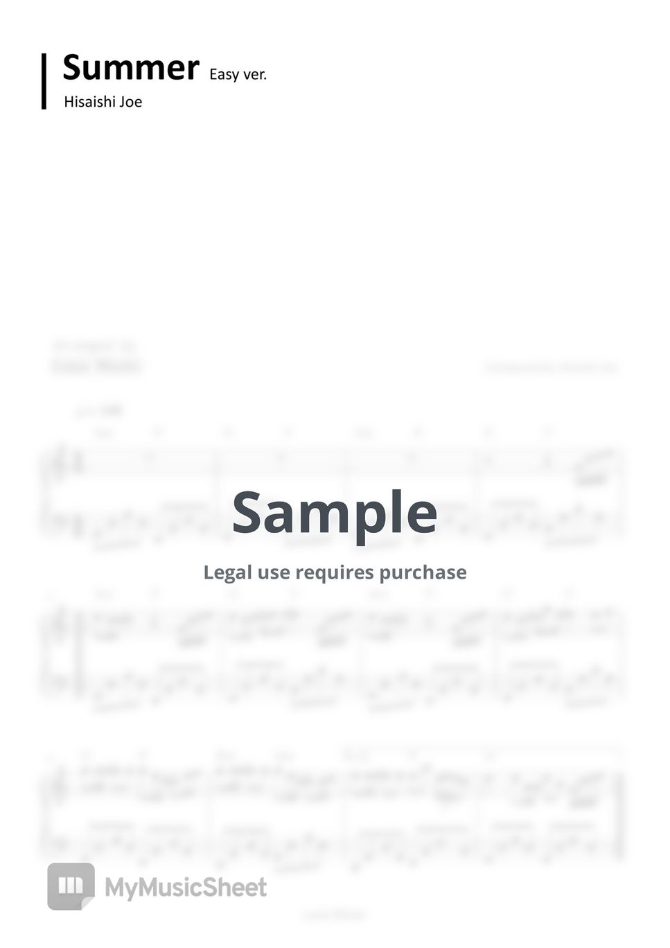 Joe Hisaishi - Summer (Easy Piano Sheet) 악보 by 𝐋𝐮𝐧𝐚 𝐌𝐮𝐬𝐢𝐜 𝐄𝐚𝐬𝐲