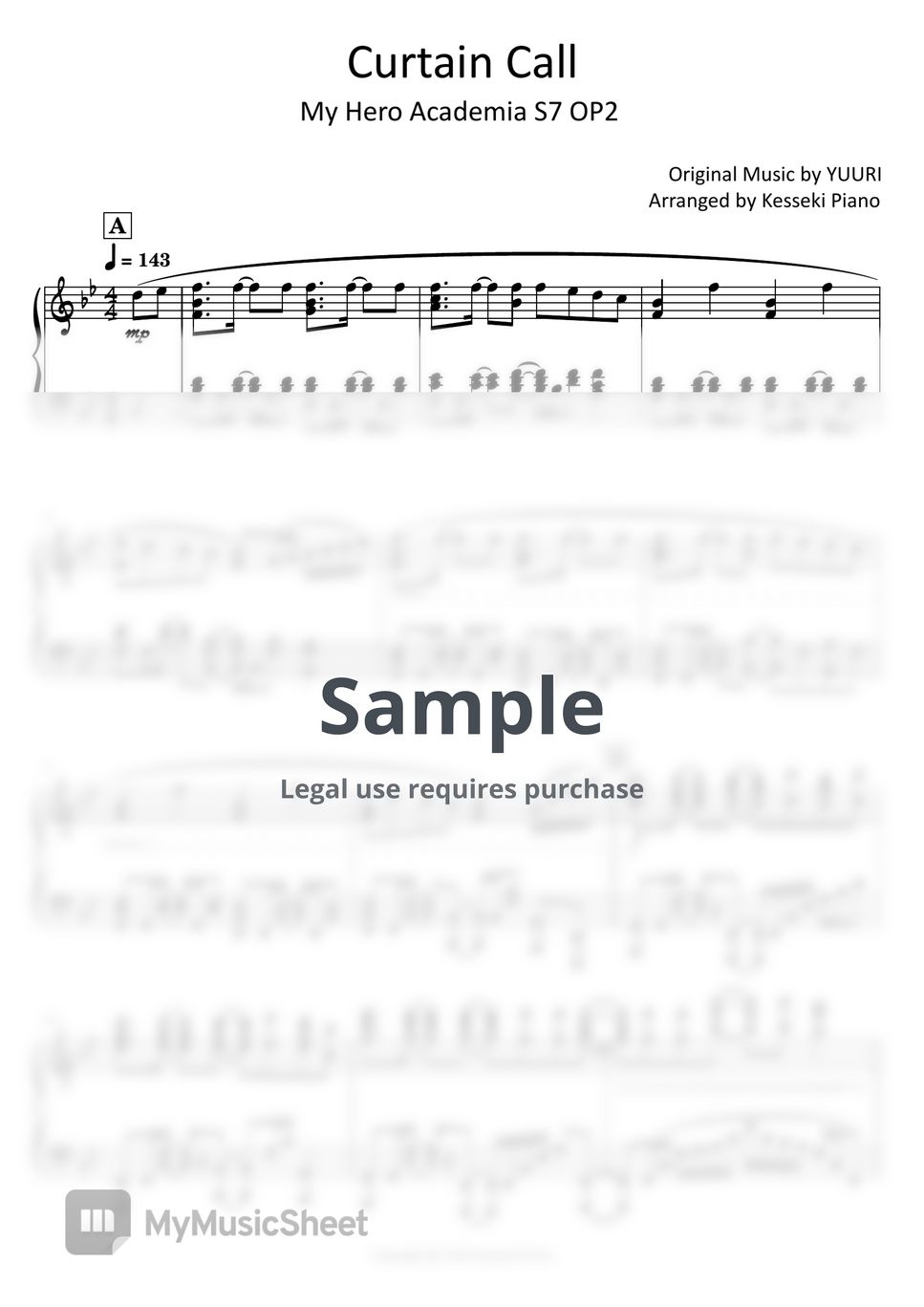 Yuuri - Curtain Call نوتة by Kesseki Piano