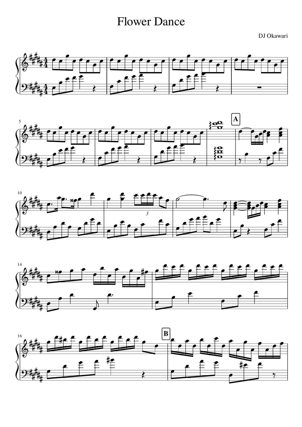 DJ OKAWARI - FLOWER DANCE 楽譜 by yunii