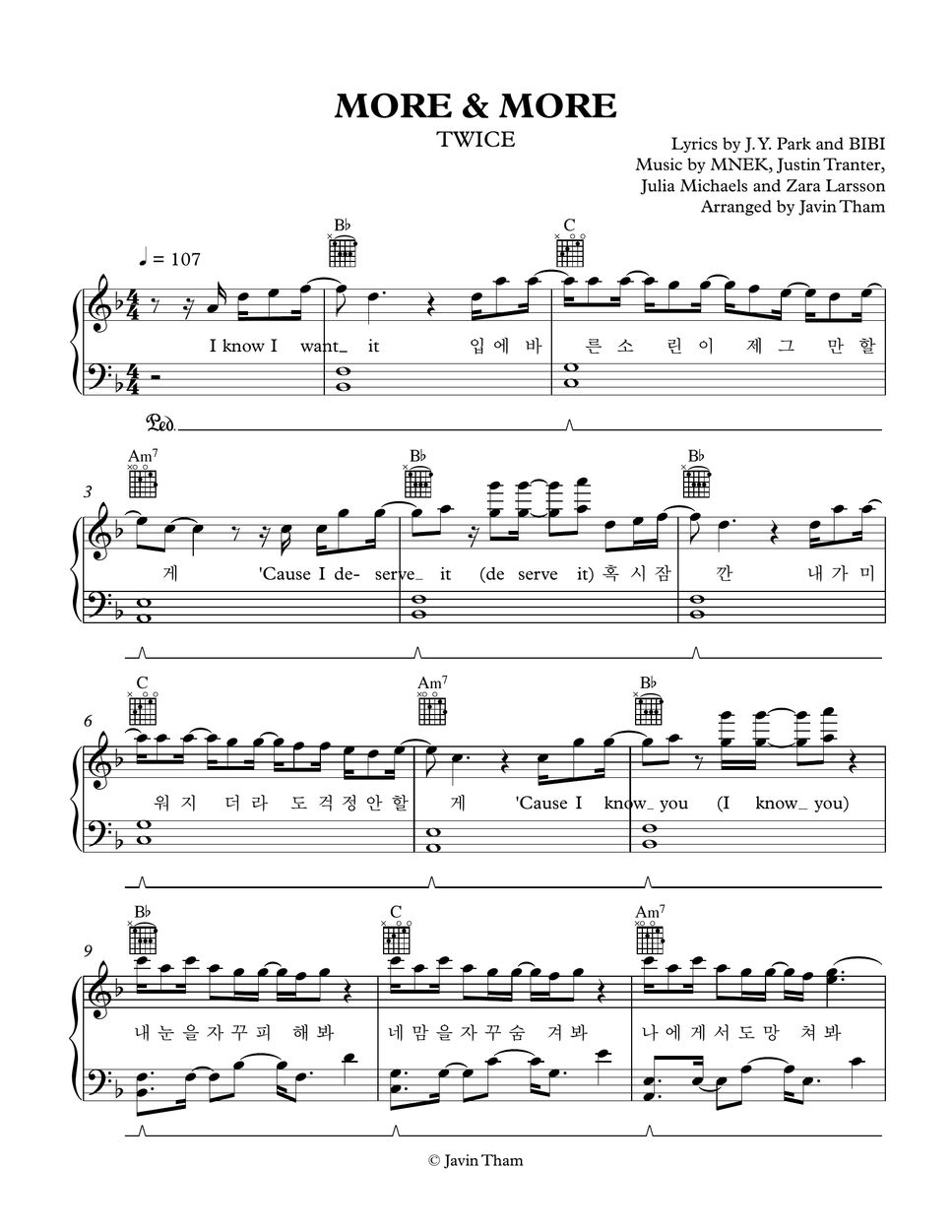 TWICE - MORE & MORE Partitura by Javin Tham